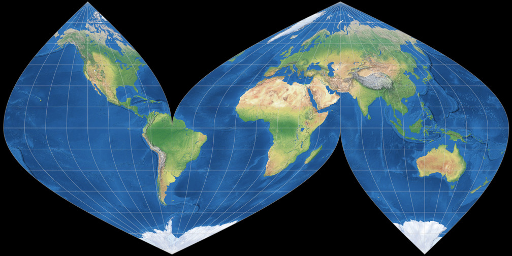 Sinusoidal (interrupted sinoidal): Compare Map Projections