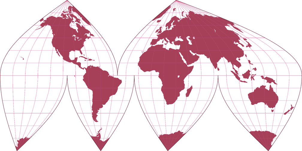 Sinusoidal (interrupted): Compare Map Projections